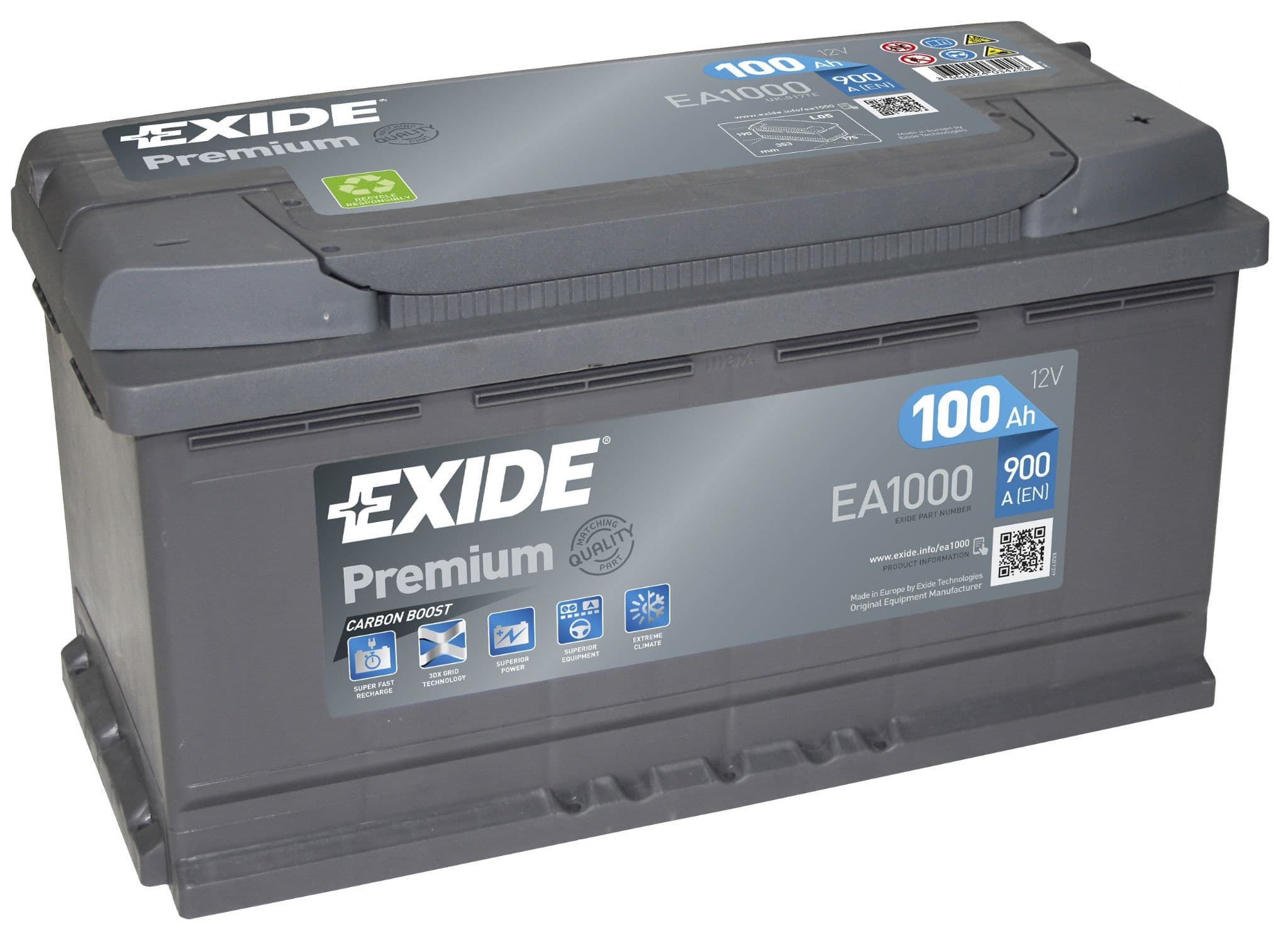 Exide Premium 110TE Car Battery EA852 From £74.16 EX VAT Buy Online ...