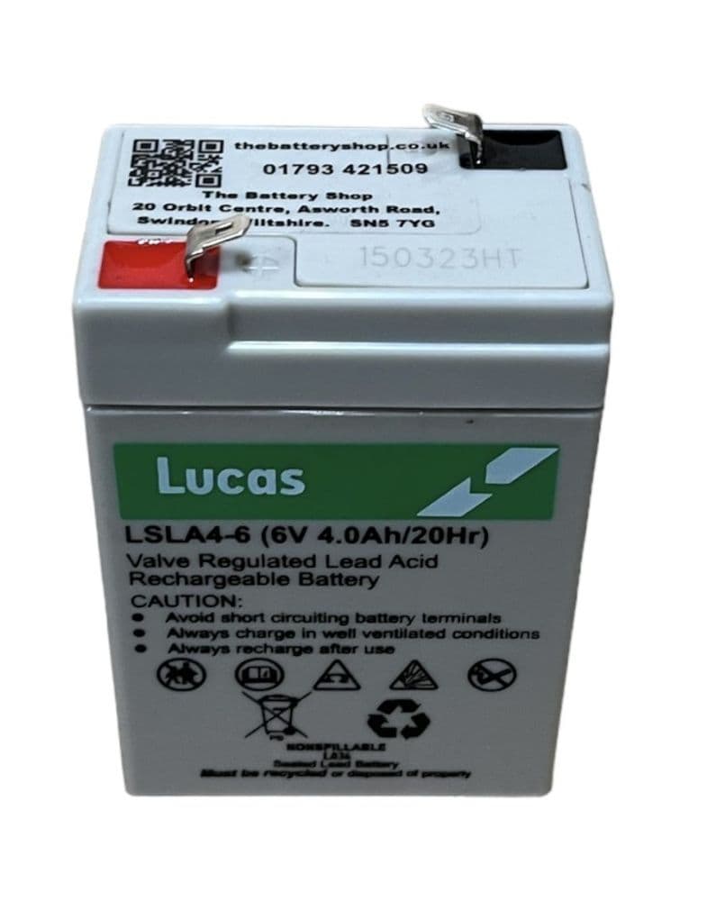 LSLA4-6 Lucas VRLA AGM Standby Battery 6v 4Ah (Y4-6, NP4-6) Buy Online ...
