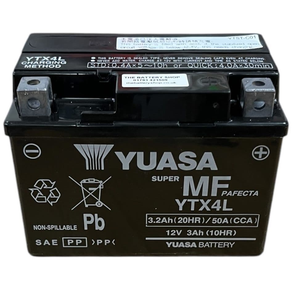 Yuasa YTX4L-BS 12v 3Ah Motorcycle Battery (YT4L-BS) Buy Online from The ...