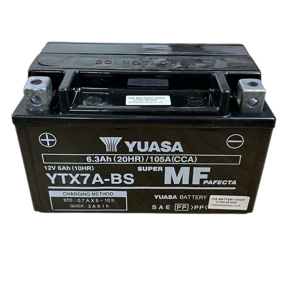 Yuasa YTX7A-BS 12v 6Ah Motorcycle Battery Buy Online from The Battery Shop