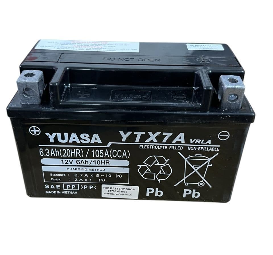 Yuasa YTX7A-BS 12v 6Ah Motorcycle Battery Buy Online from The Battery Shop