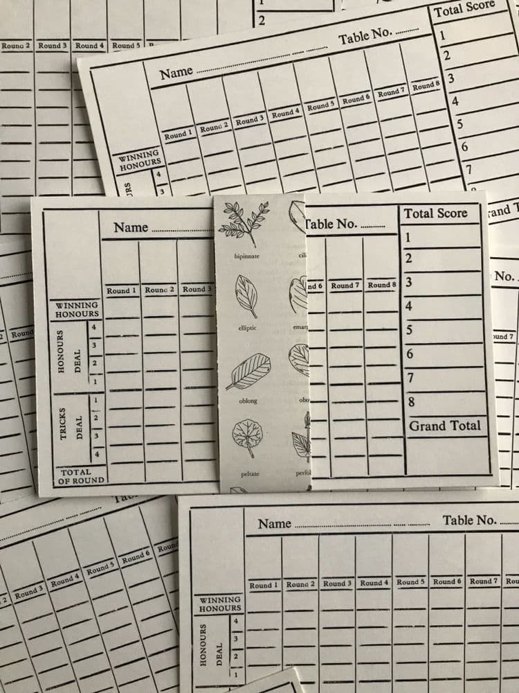 10 Vintage Whist Drive Score Cards