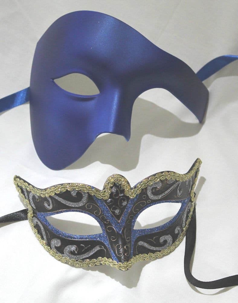 Blue and Black Masquerade Mask - His and Hers Masks | Masks and Tiaras