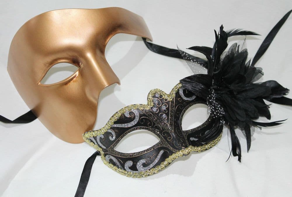 Black and Gold Masquerade Masks - His and Hers Masks | Masks and Tiaras