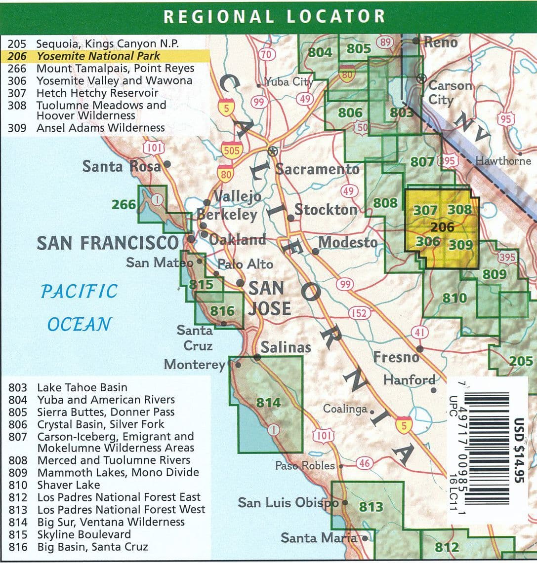 206 Yosemite National Park National Geographic Topographic Map