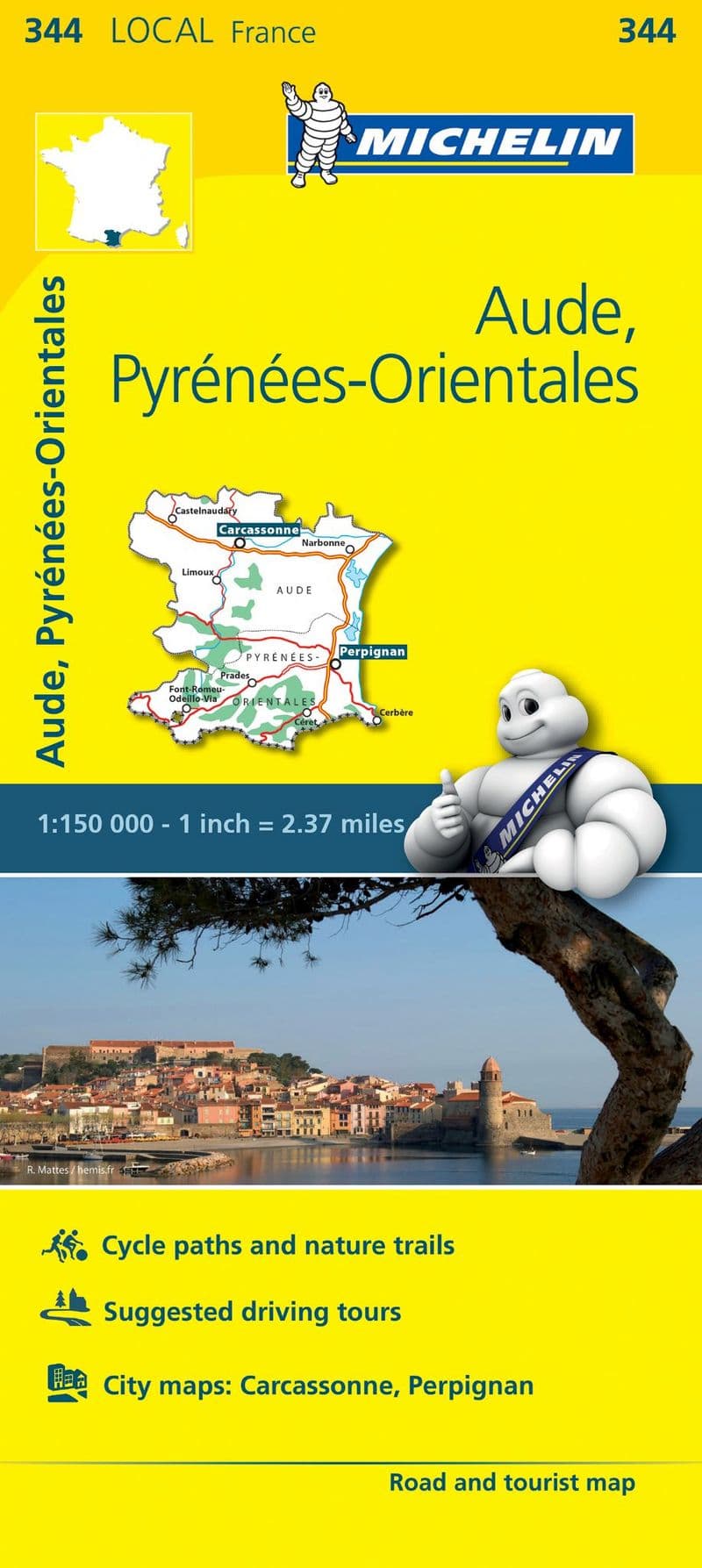 344 Aude Pyrenees Orientales - Michelin Local Map