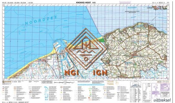 4 - 5 NGI Belgian 1 50 000 Topo Map - Knokke Heist