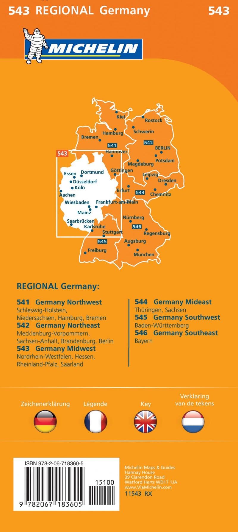 Michelin Map Germany Mid West 1:350,000