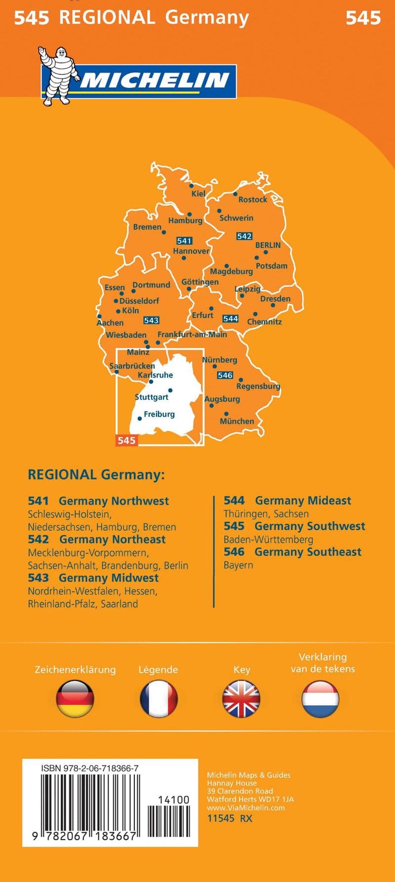 Michelin Map Germany South West 1:300,000