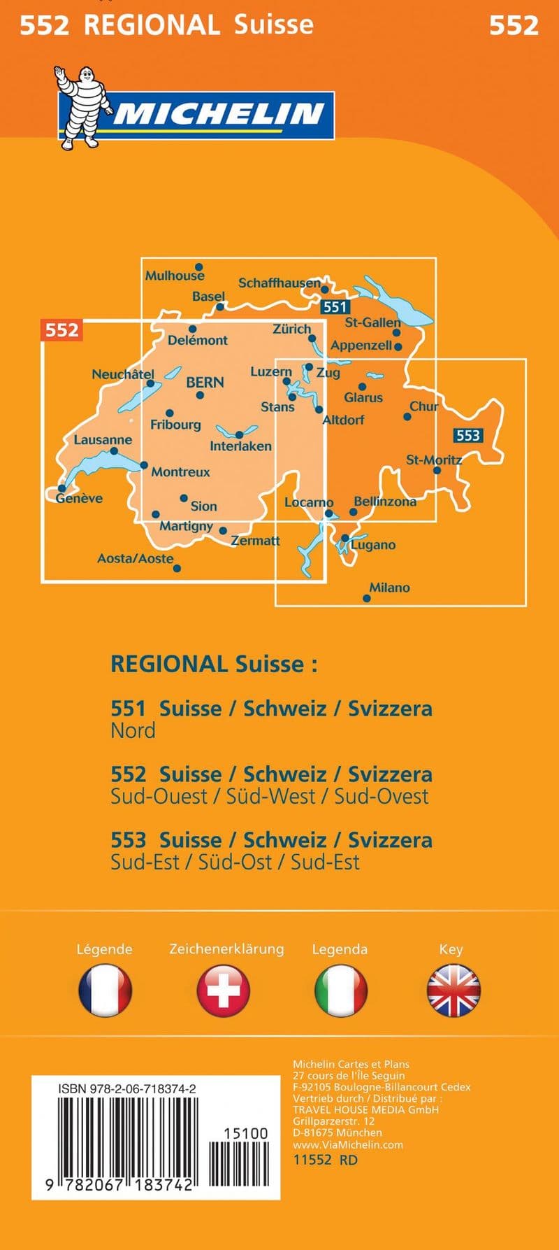 552 Switzerland West - Michelin Regional Map