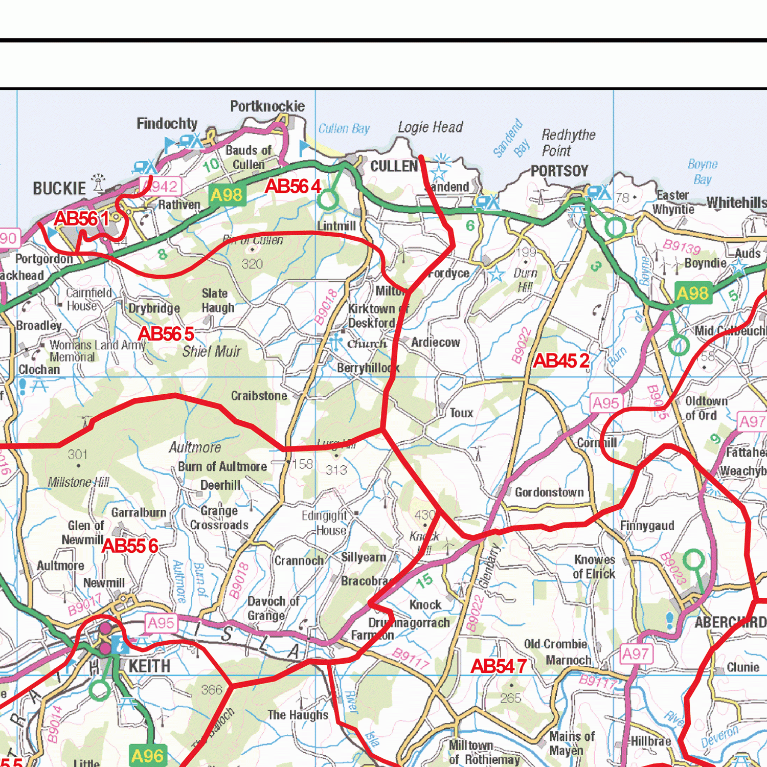 Aberdeen - AB Postcode Sector Wall Map