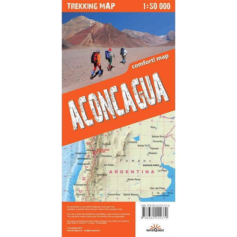 Aconcagua - Chile - Walking Map - Laminated by Terra Quest