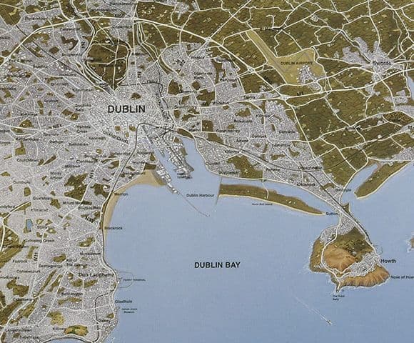 Aerial Map of County Dublin - Flat Laminated