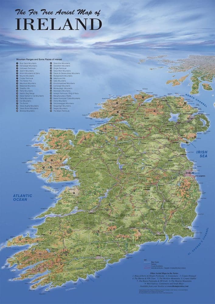 Aerial Map of Ireland - Flat Laminated