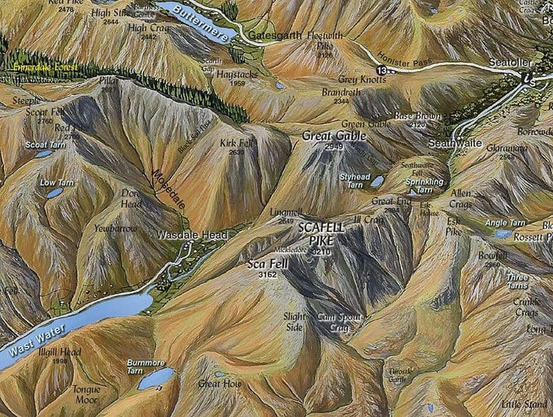 Aerial Map of The Lake District - Flat Laminated