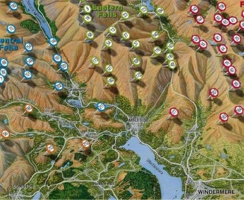 Aerial Map of The Wainwright Fells of the Lake District - Flat