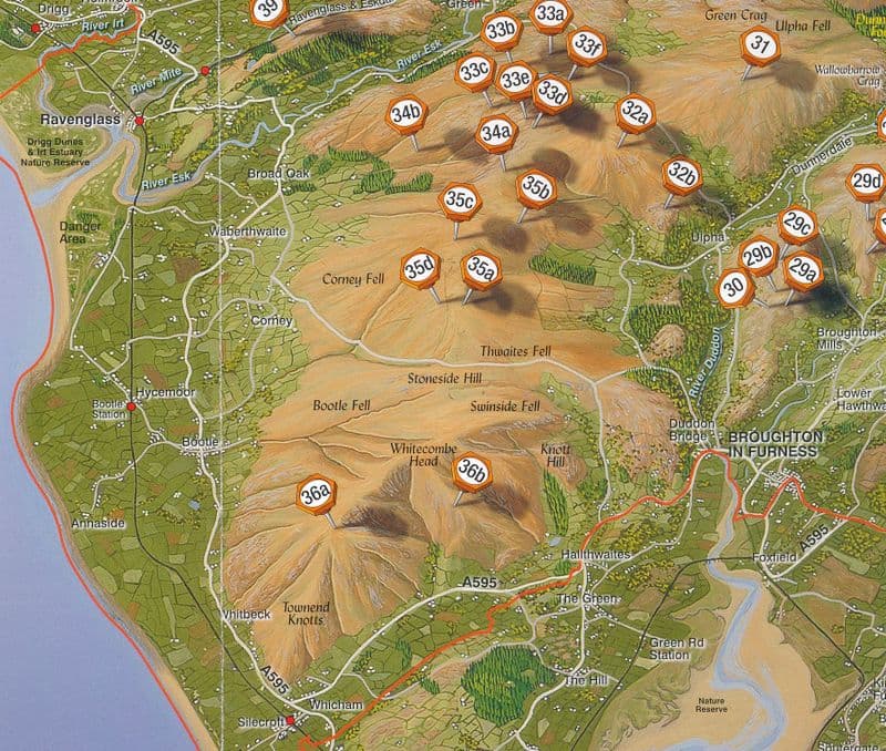 Aerial Map of The Wainwright OUTLYING Fells of the Lake District - Flat ...