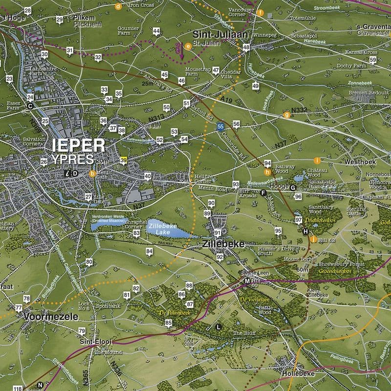 Aerial Map of WW1 - Ypres Salient - Passchendaele - Folded Map