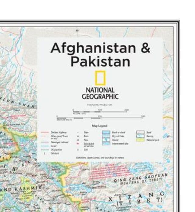 Afghanistan & Pakistan - National Geographic Wall Map