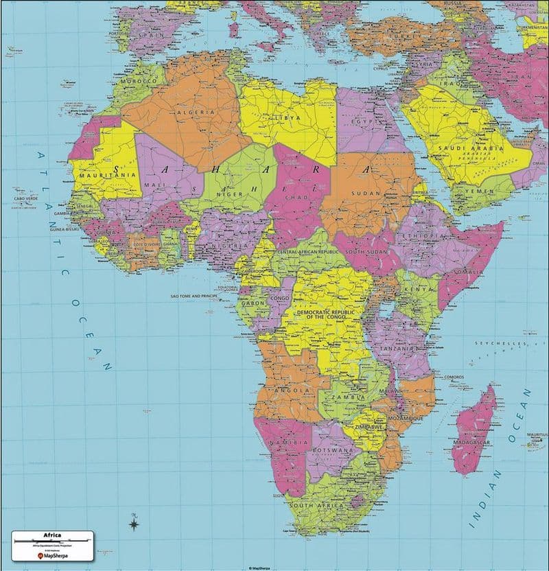 Africa Wall Map - Extra Large - Map Sherpa