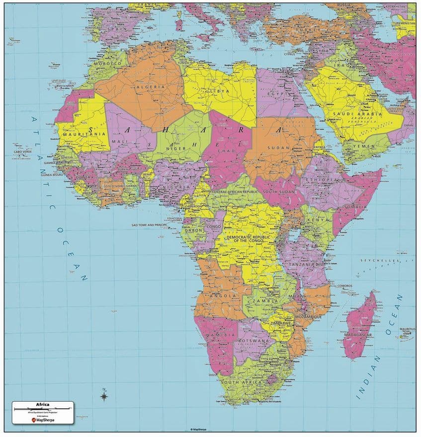 Africa Wall Map - Large - Map Sherpa