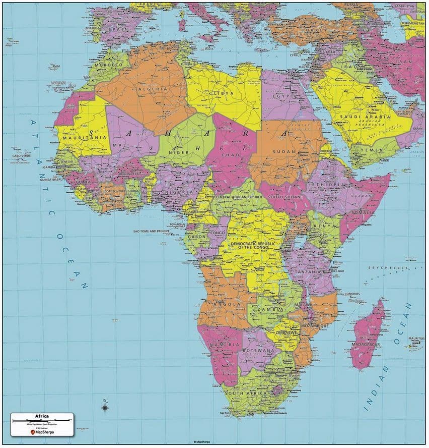 Africa Wall Map - Standard - Map Sherpa