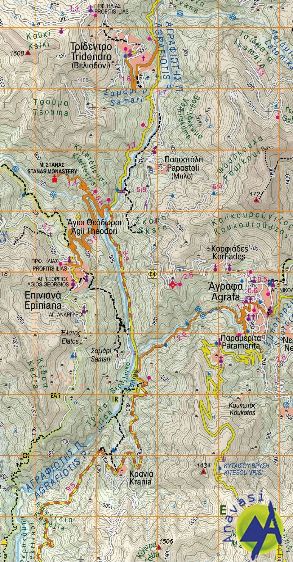 Agrafa - Anavasi Hiking Map - 1 50 000