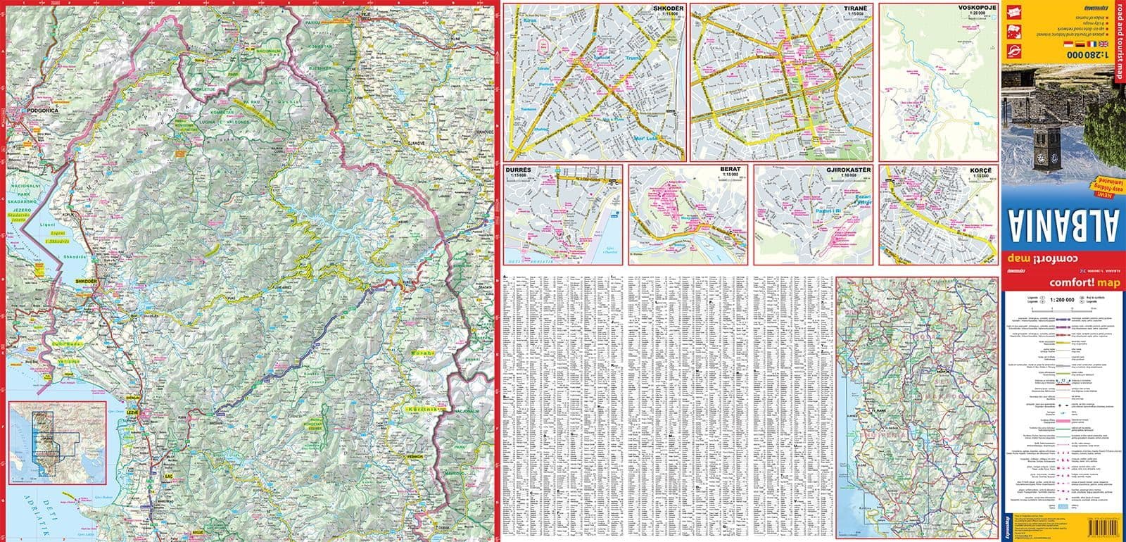 Albania Road & Tourist Map Unavailable - Laminated Folded - Comfort
