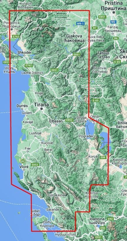 Albania Road & Tourist Map Unavailable - Laminated Folded - Comfort