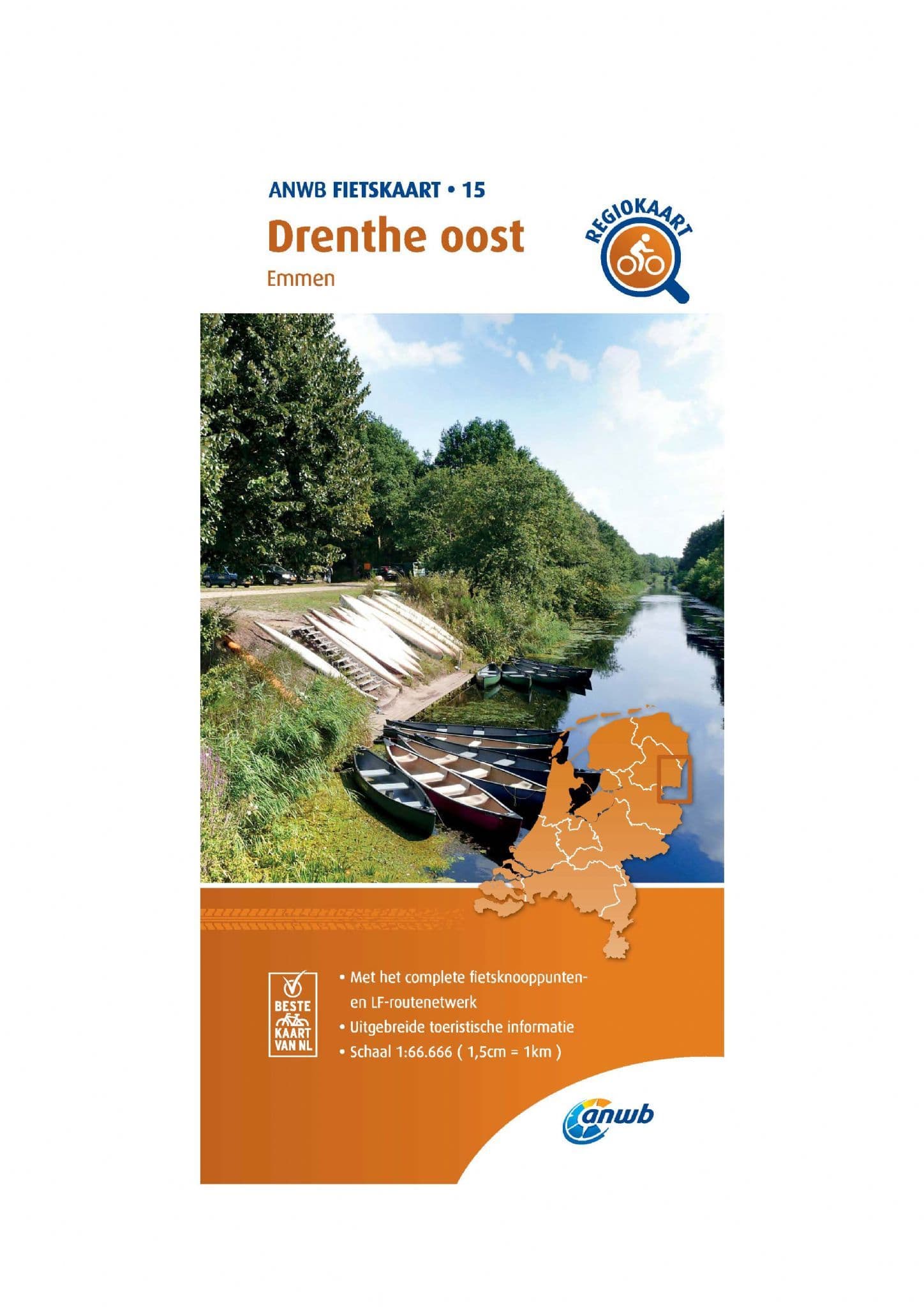 ANWB Cycling Map 15 Drenthe East 1 66 666