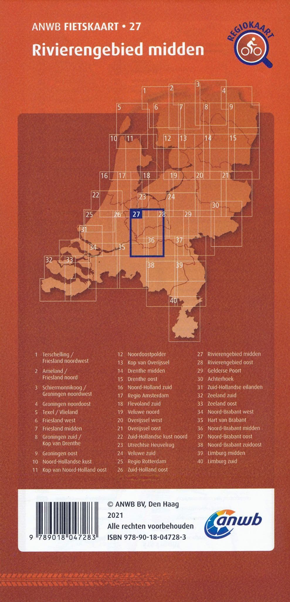 ANWB Cycling Map 27 Rivierengebied Central 1 66 666
