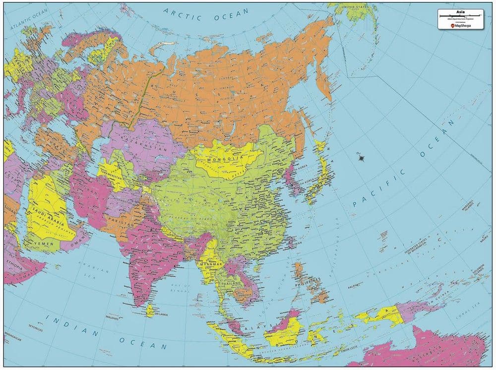 Asia - Wall Map - Large - Map Sherpa