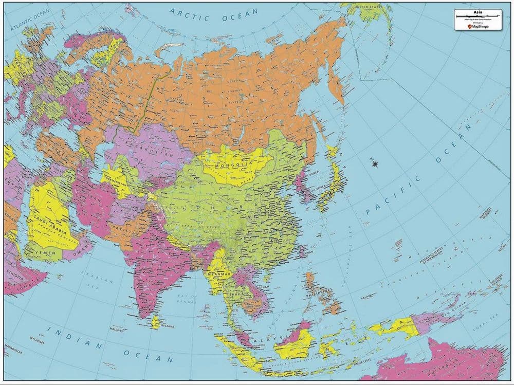 Asia - Wall Map - Standard - Map Sherpa