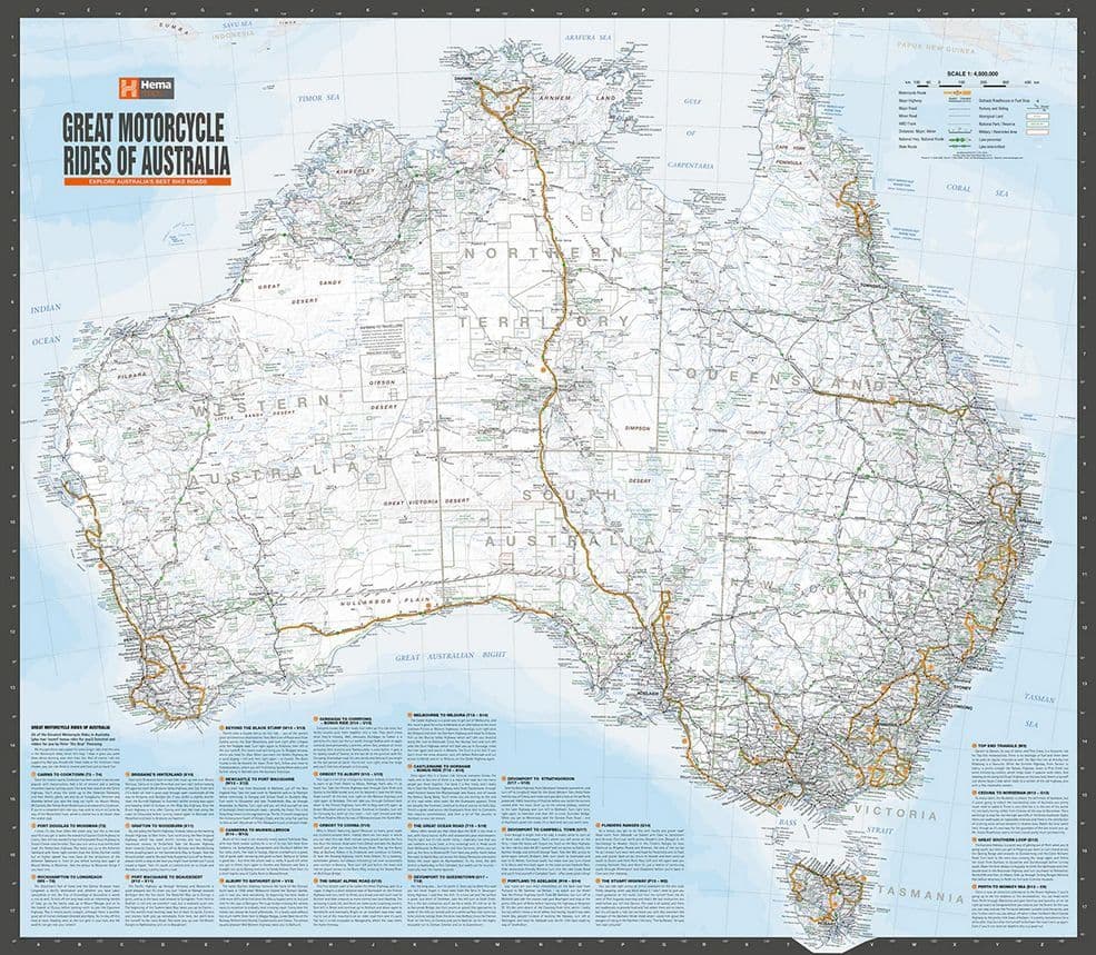 Australia Motorcycle Atlas with 200 Top Rides - Hema 020SP