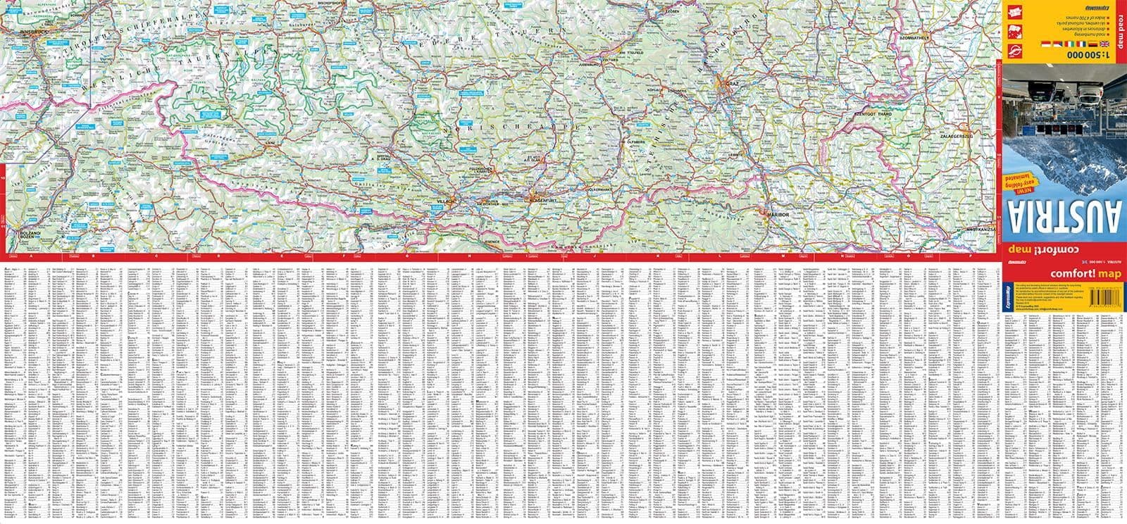 Austria Road & Tourist Laminated Map - Comfort Map