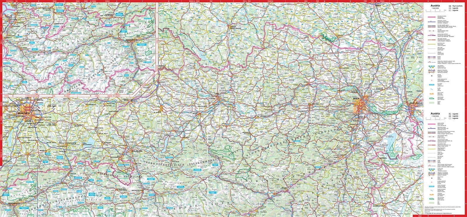 Austria Road & Tourist Laminated Map - Comfort Map