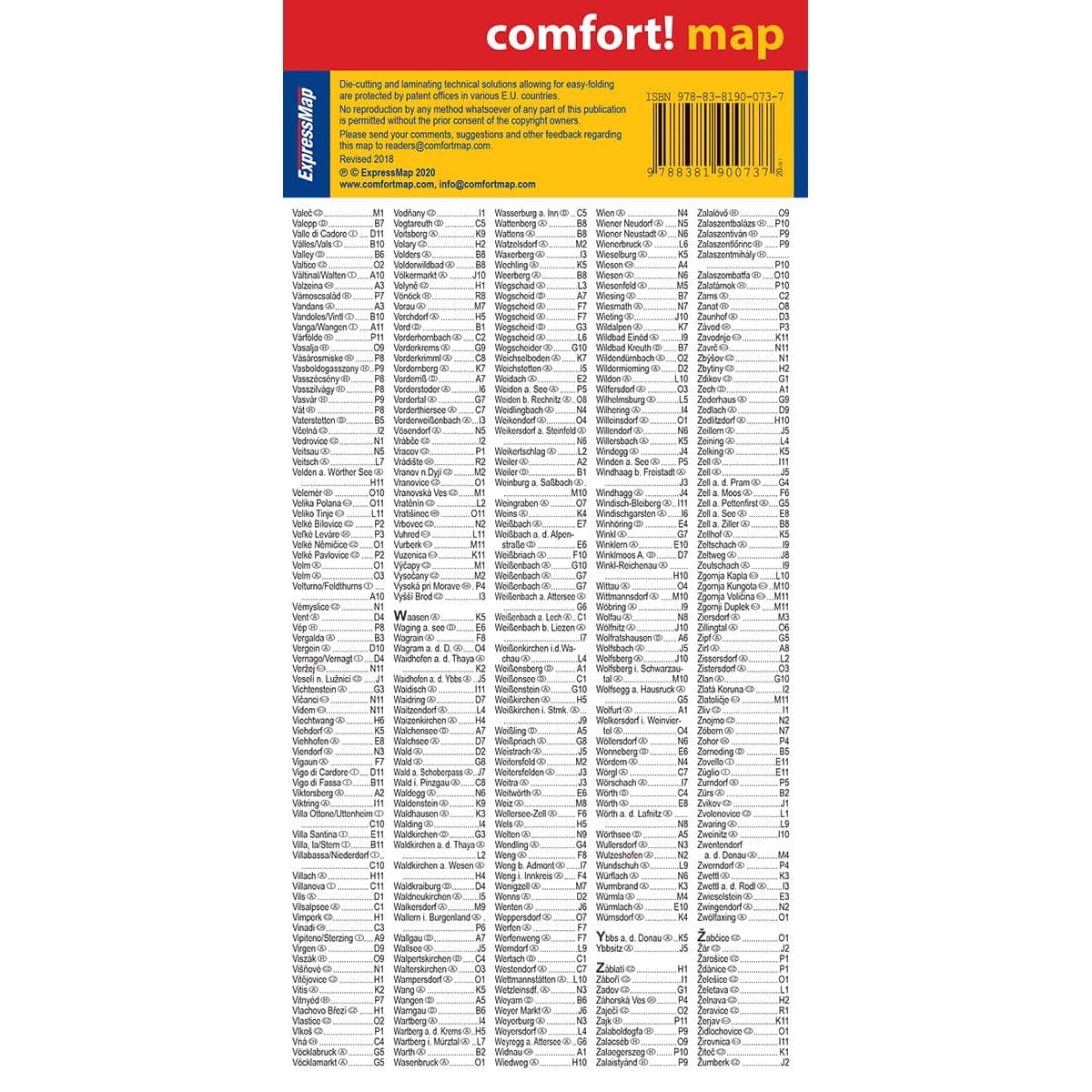 Austria Road & Tourist Laminated Map - Comfort Map