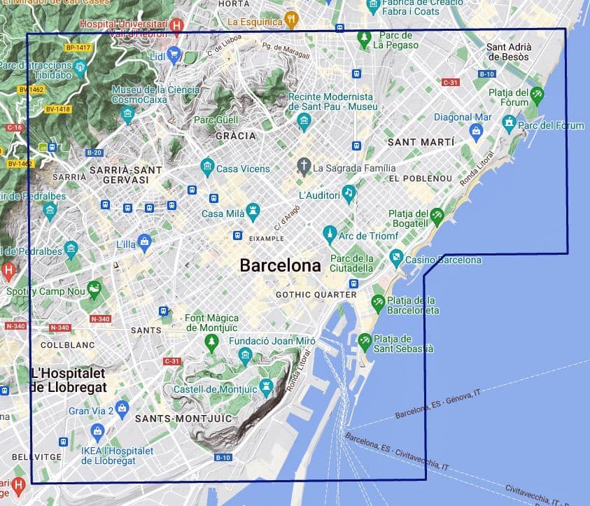 Barcelona Street Laminated Folded Map - Comfort Map