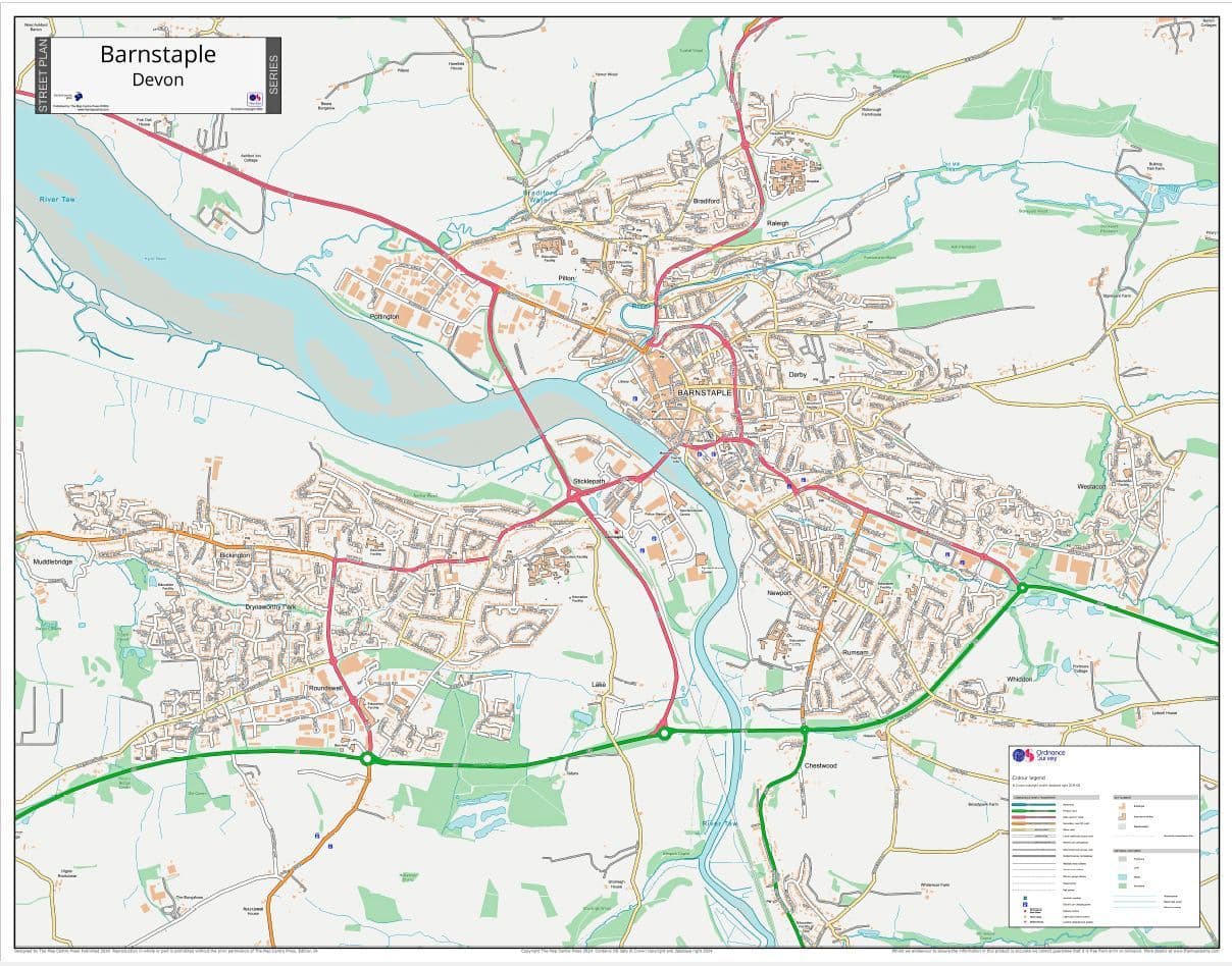Barnstaple Street Map - 2024