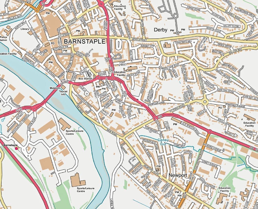 Barnstaple Street Map - 2024