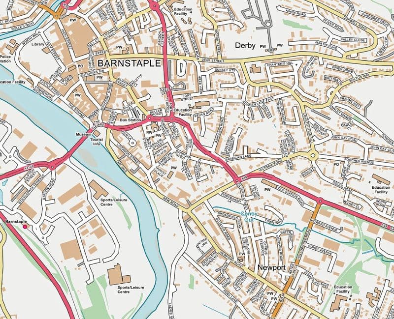 Barnstaple Street Map - 2024