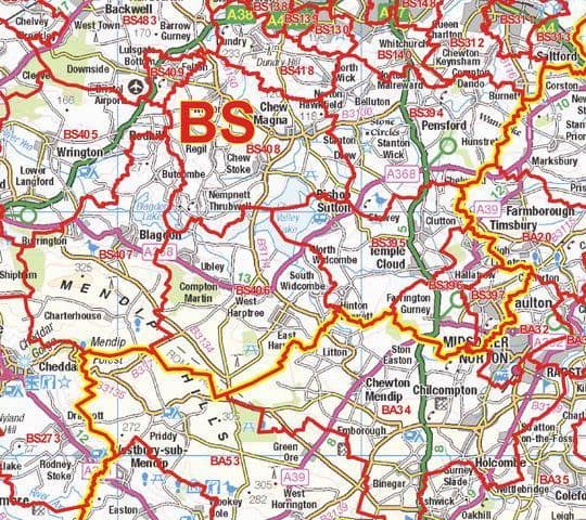 Bath - BA - Postcode Sector Wall Map