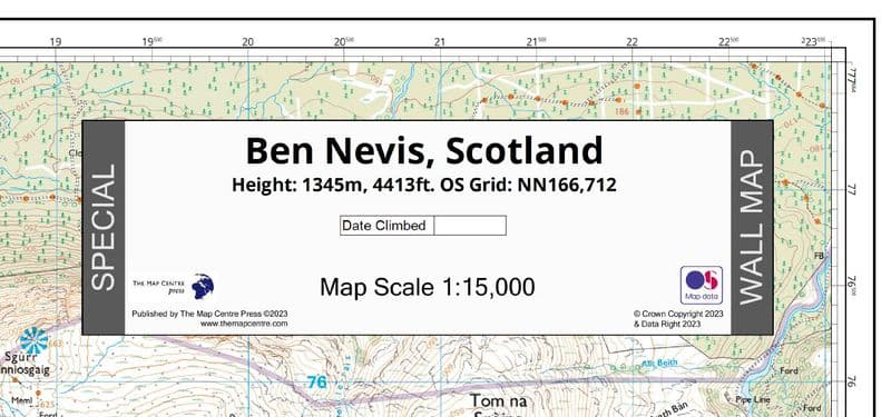 Ben Nevis Mountain Map - 1 15 000 - Wall Map - The Map Centre Press