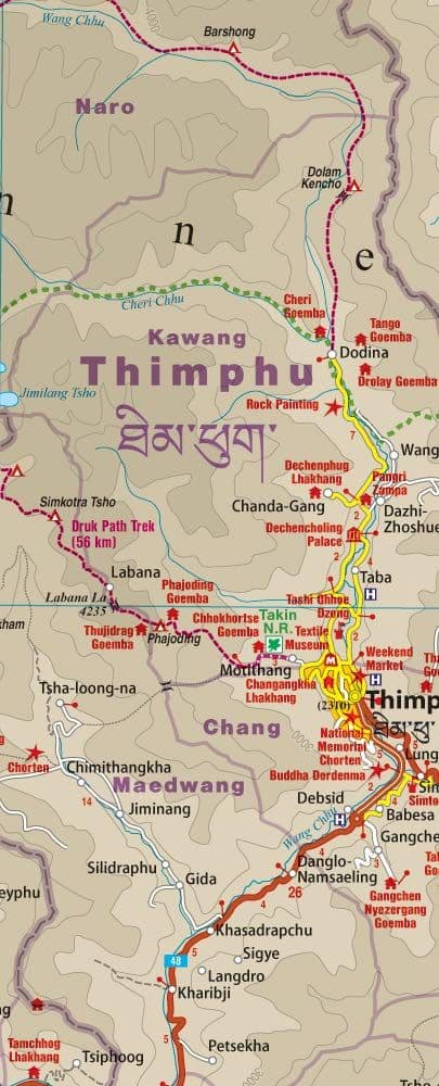 Bhutan Road Map - Reise