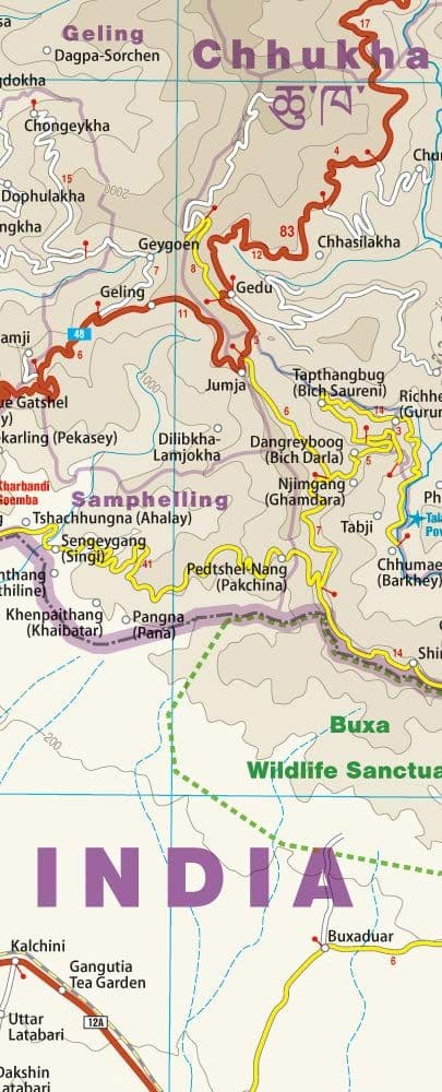 Bhutan Road Map - Reise