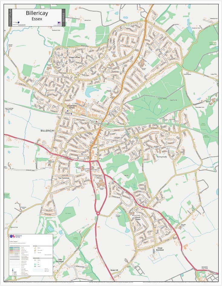 Billericay Street Map - 2024