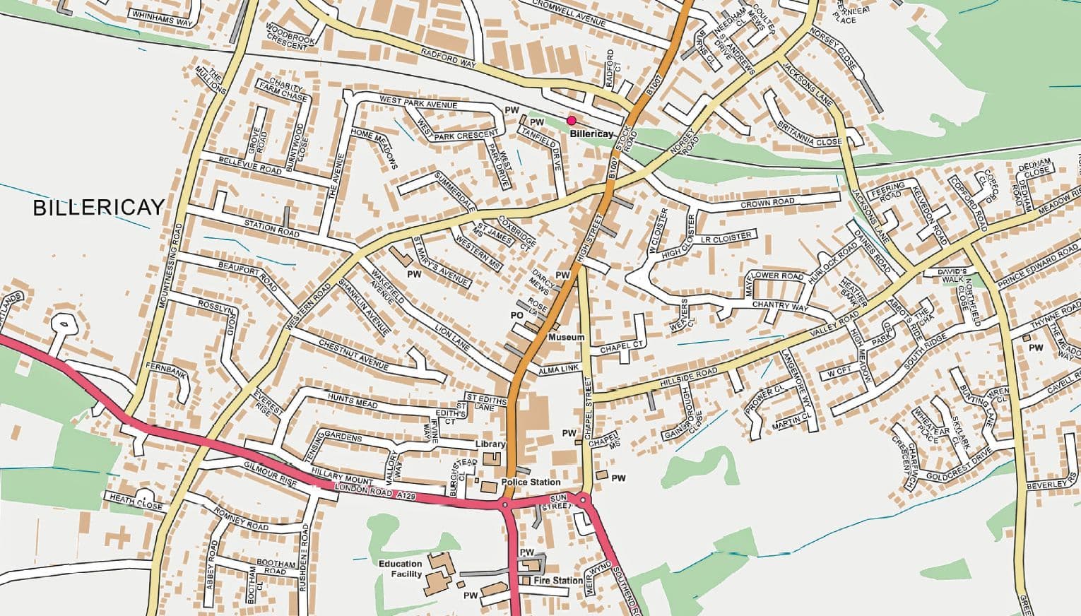 Billericay Street Map - 2024