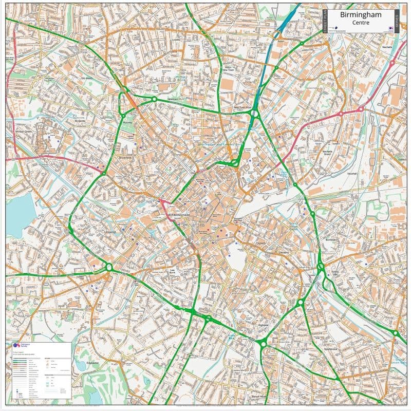 Birmingham Centre Street Map - 2024