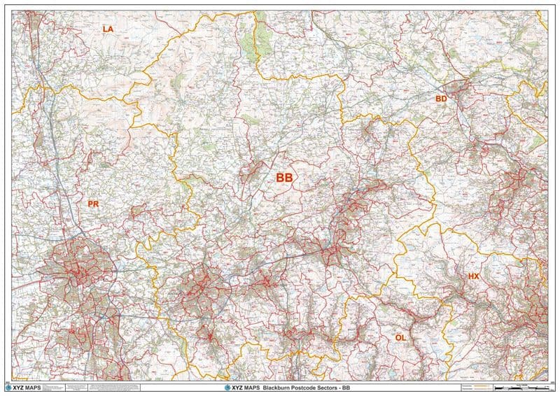 Blackburn - BB - Postcode Sector Wall Map