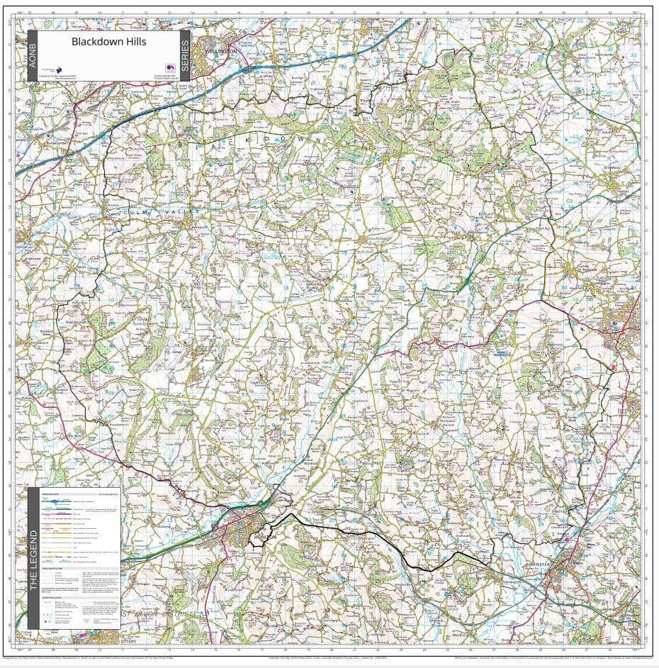 Blackdown Hills - AONB Wall Map - 2024